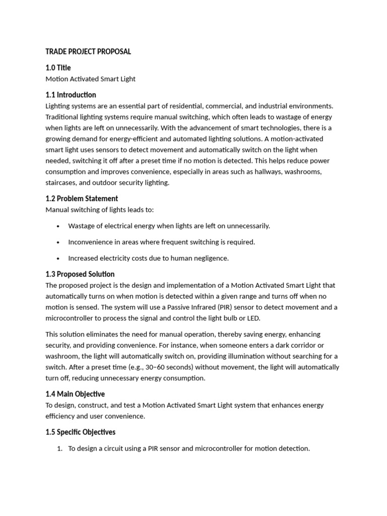 Trade Project Proposal .1 | PDF | Lighting | Efficient Energy Use