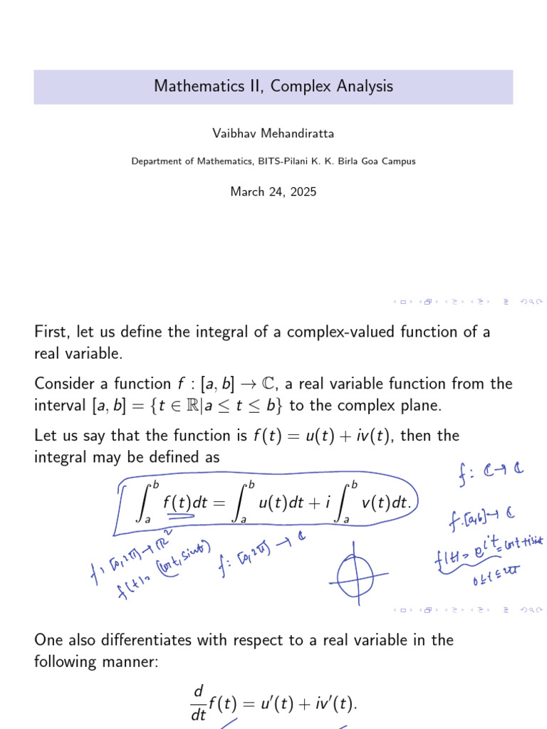 Complex Analysis: Integrals and Curves | PDF | Curve | Calculus