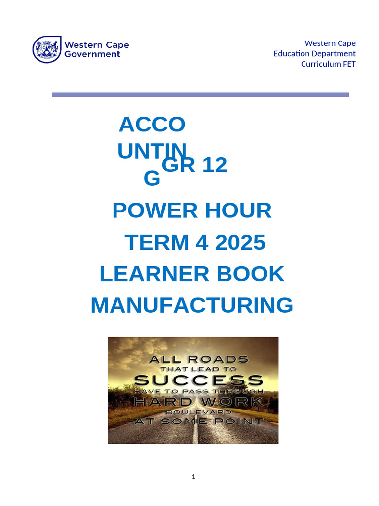 Grade 12 Power Hour Manufacturing Learner Material Term 4 | PDF ...