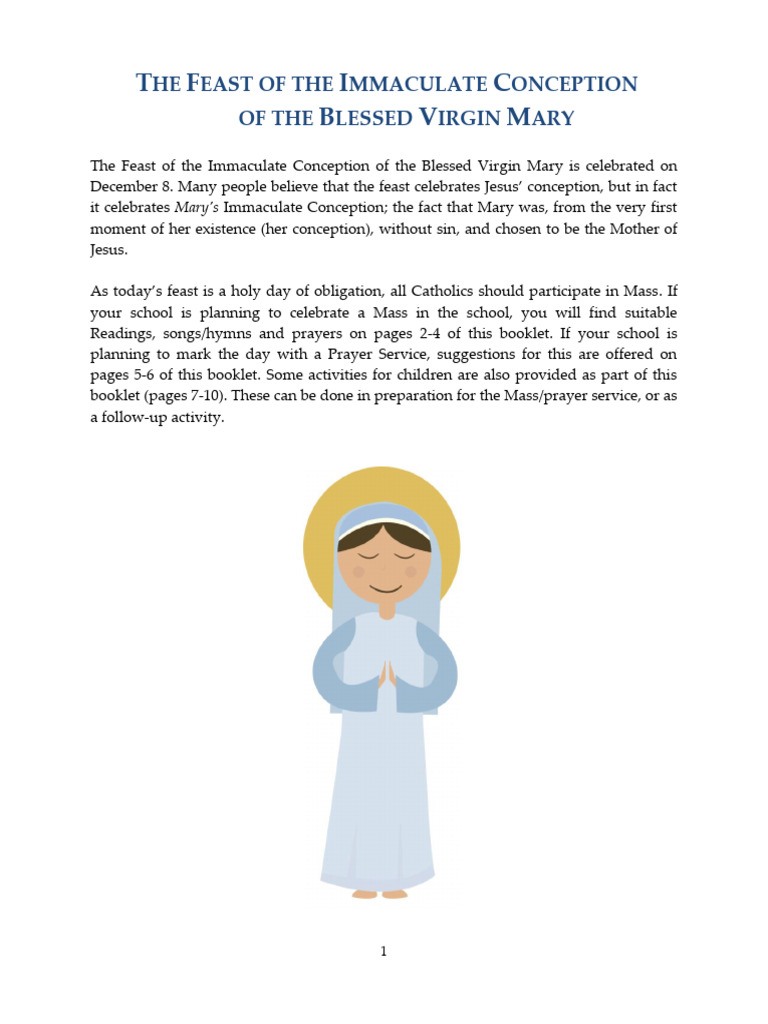 Immaculate Conception Feast Guide | PDF | Mary, Mother Of Jesus | Jesus