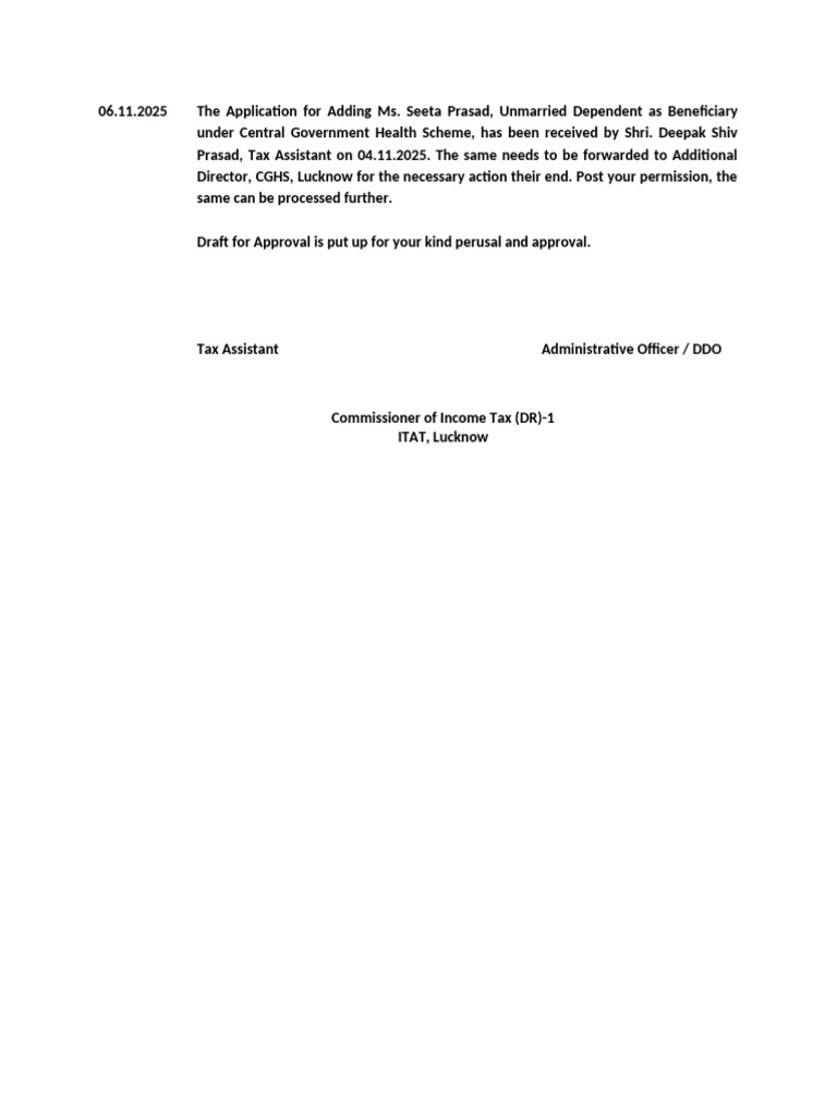 CGHS Beneficiary Application for Approval | PDF