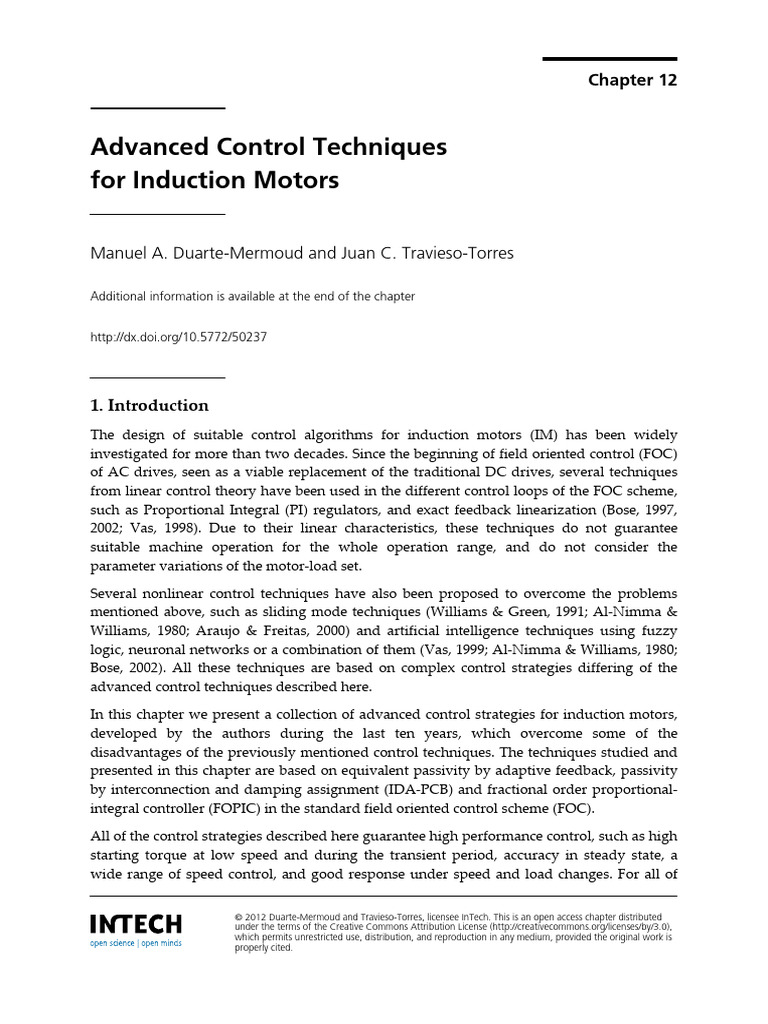 InTech-Advanced Control Techniques for Induction Motors | PDF | Control Theory | Applied Mathematics