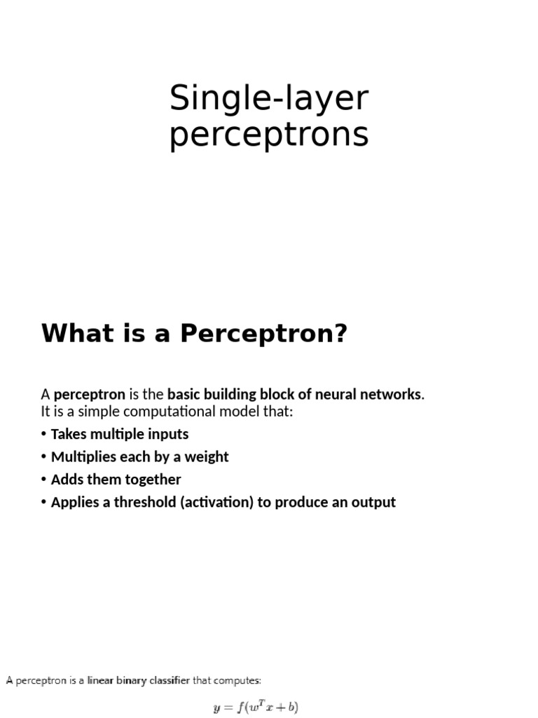 Single Layer Perceptron | PDF