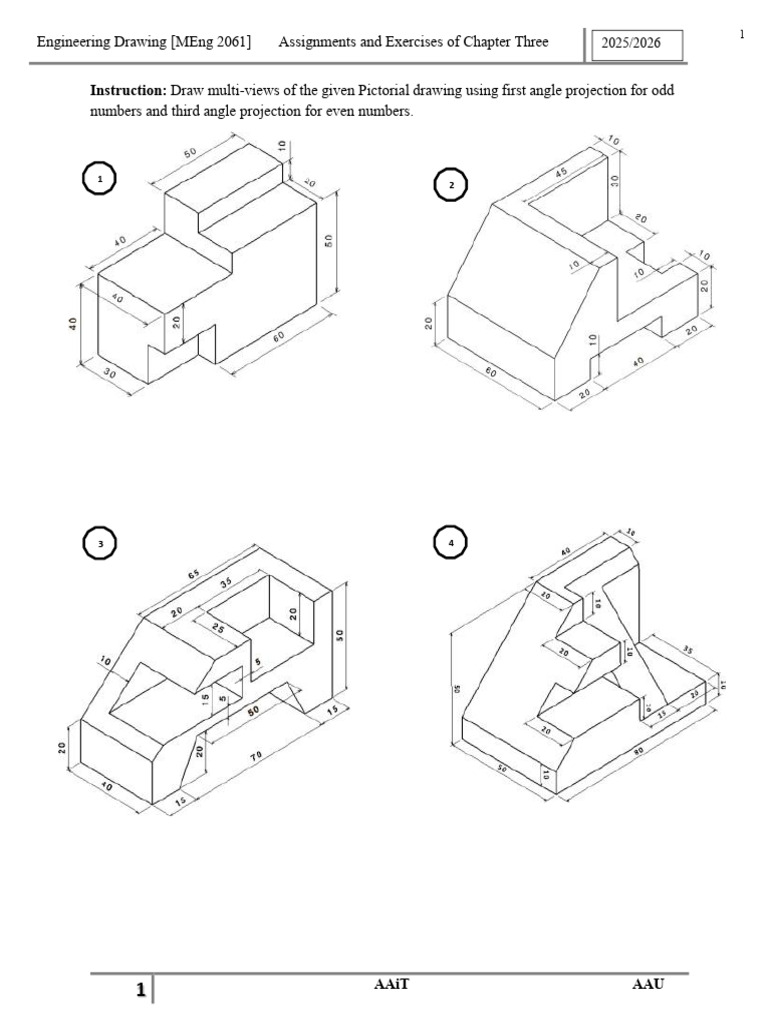 Engineering Drawing Assignments MEng 2061 | PDF