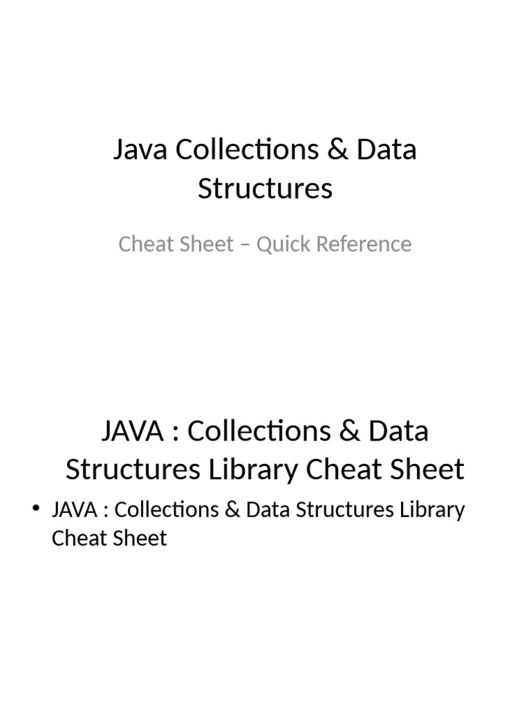 Java Collections Cheat Sheet Guide | PDF | String (Computer Science ...