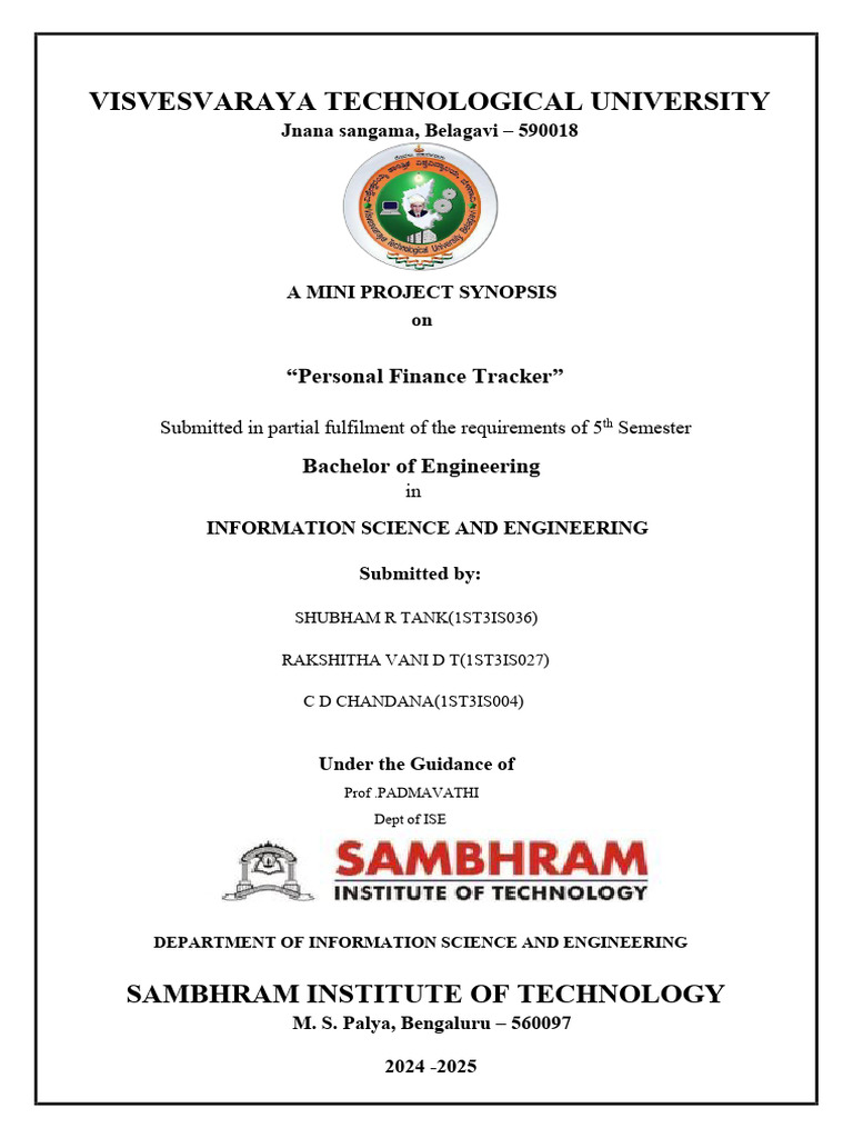 Synopsis Front Page | PDF