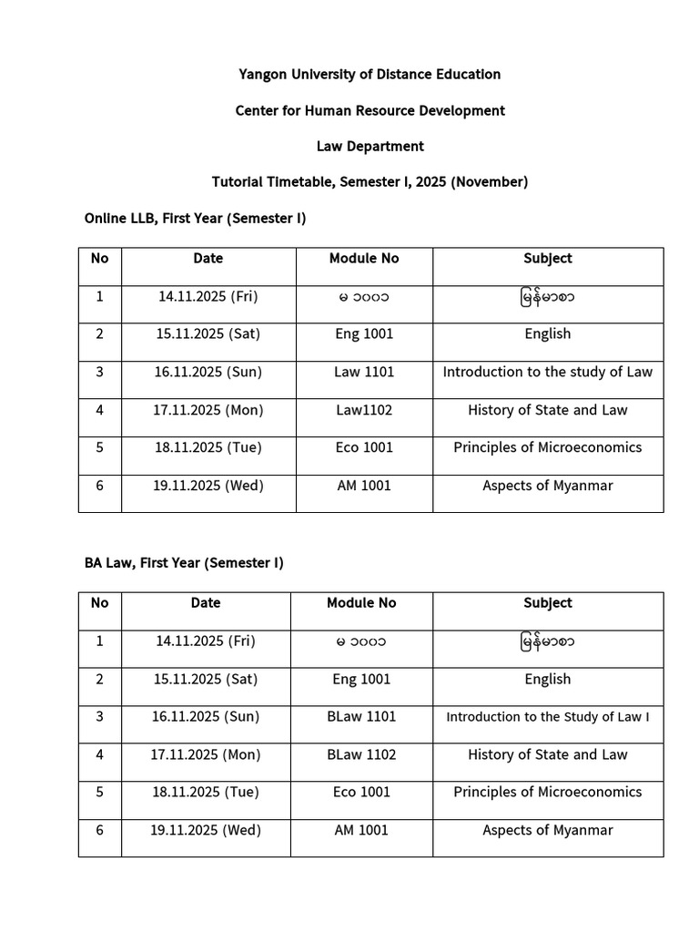 Tutorial Timetable for 2025 LLB (First Semester)_317bebdf-c622-4ae7 ...