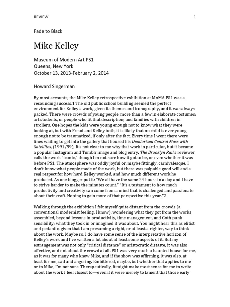 Mike Kelley, Fade To Black | PDF