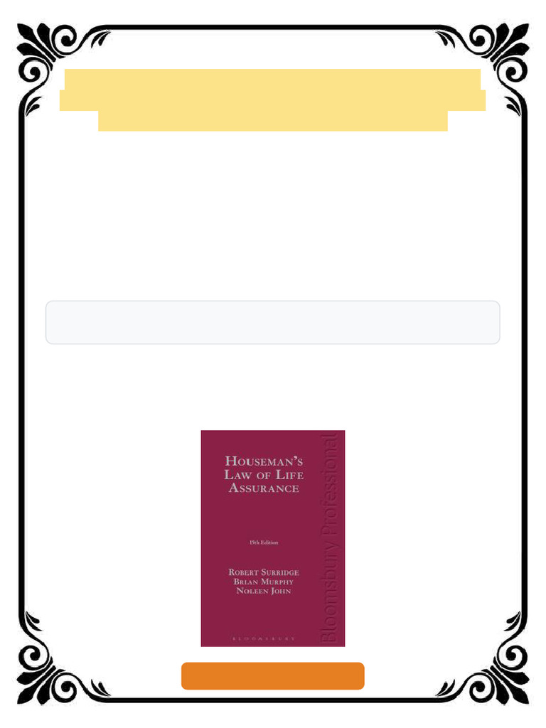 Houseman s Law of Life Assurance 15th Edition Robert Surridge Noleen ...