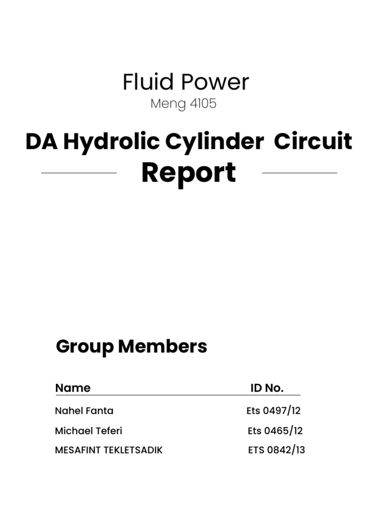 Fluid Power DA Cylinder Hydraulic Circiut Report | PDF