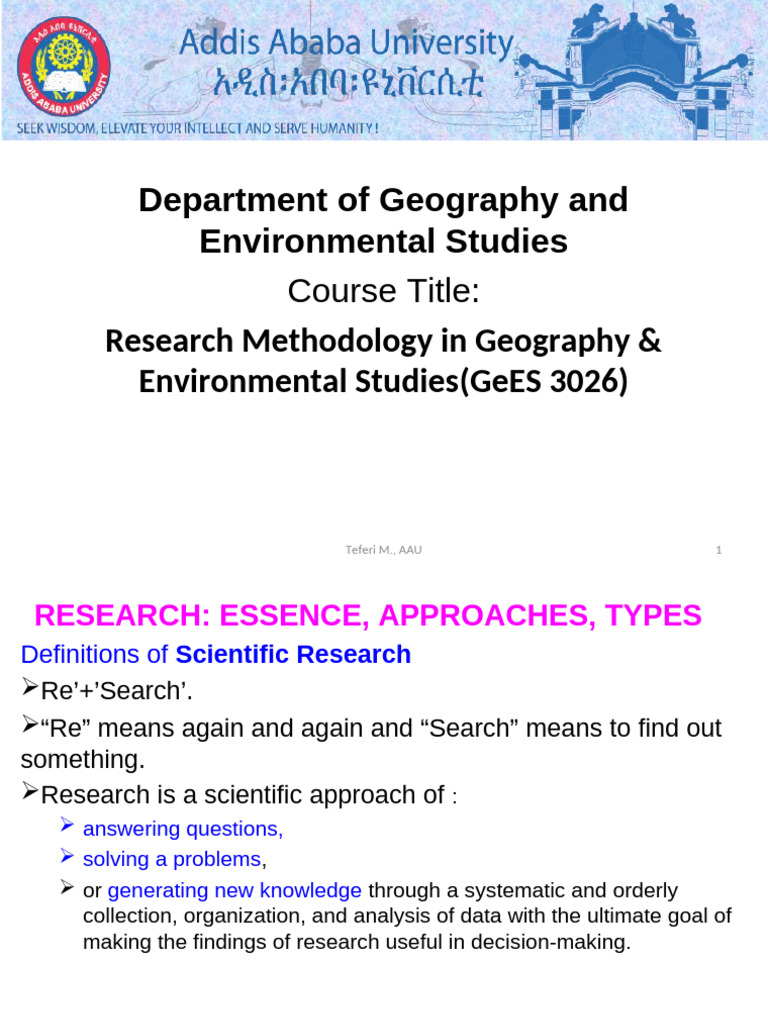 Research Methodology in Geography & Environmental Studies | PDF ...