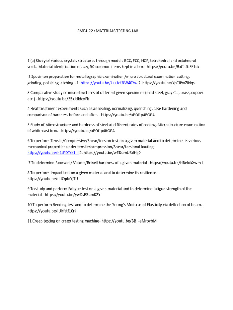 Materials Testing Lab Link 1 | PDF
