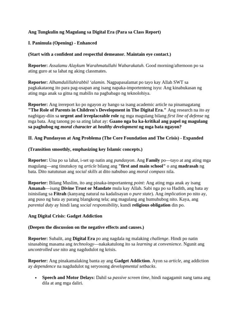 Ang Tungkulin NG Magulang Sa Digital Era | PDF