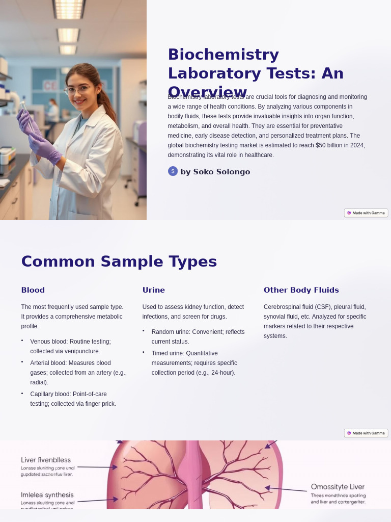 Biochemistry Laboratory Tests An Overview | PDF | Cholesterol | Kidney