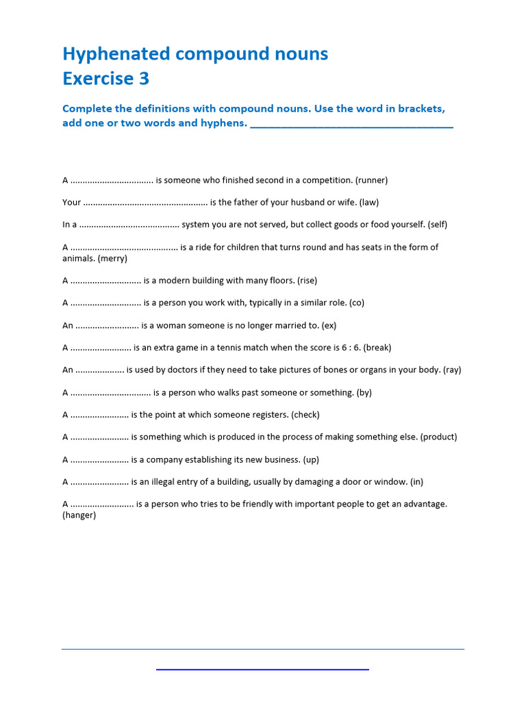 Compound Nouns Exercise Answers | PDF | Grammar | Linguistic Morphology