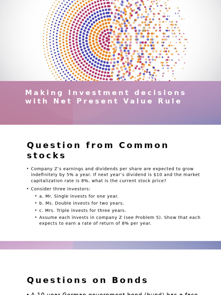 Making Investment Decisions With Net Present Value Rule | PDF