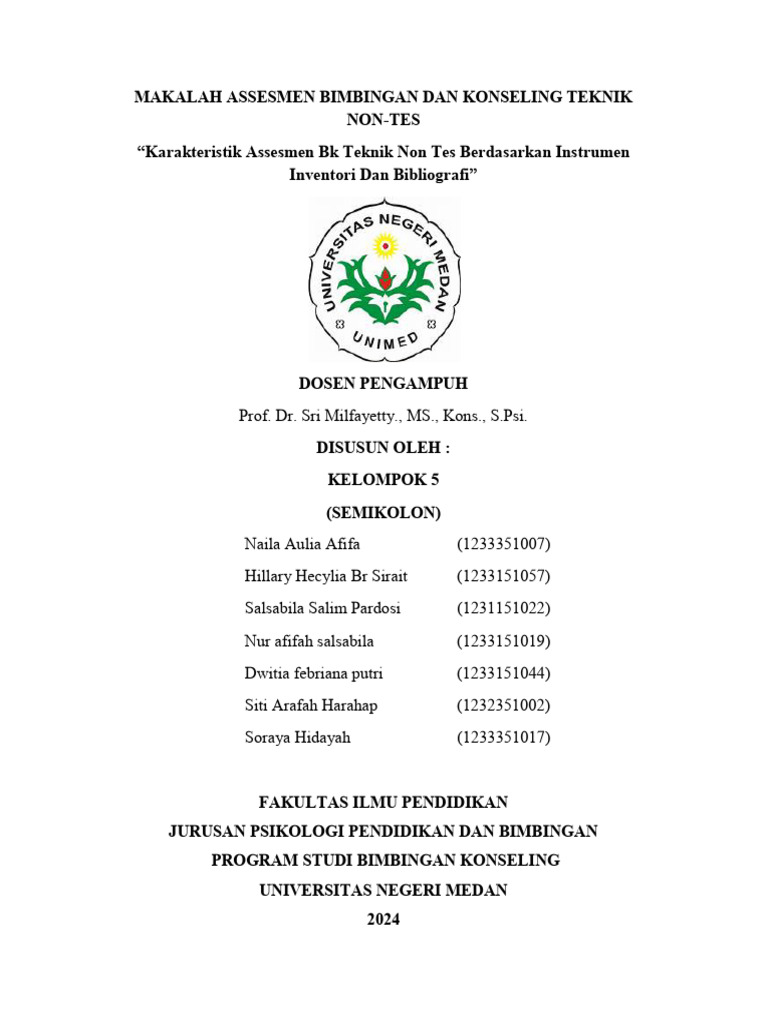 Makalah Kel 5 Assesmen BK Teknik Non-Tes 1 | PDF