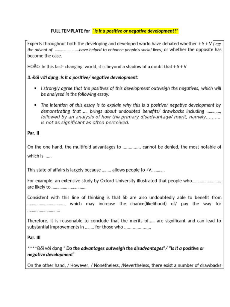FULL TEMPLATE For Is It A Positive or Negative Development | PDF