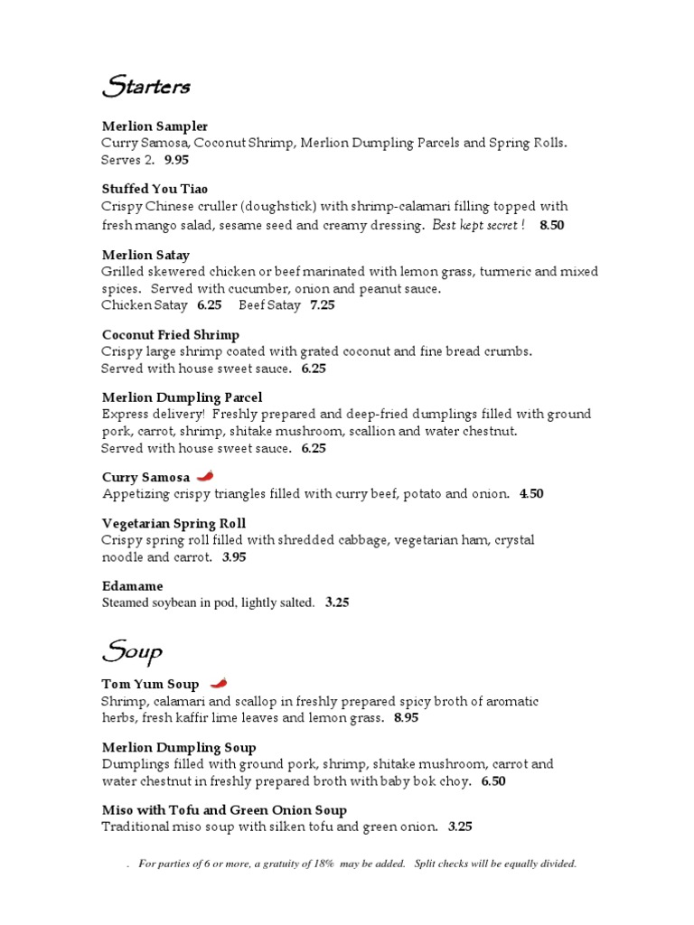 Starters Starters Starters Starters: Best Kept Secret ! | PDF | Curry ...