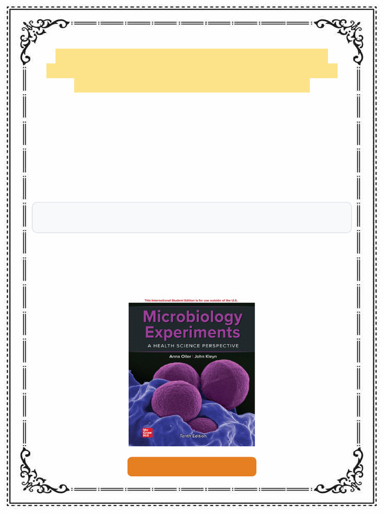 Microbiology Experiments: A Health Science Perspective 10th Edition John Kleyn - eBook PDF eBook ...