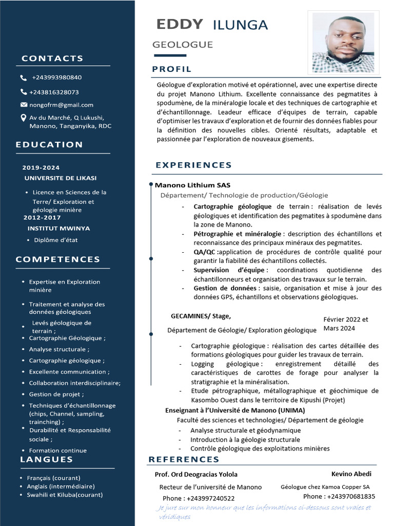 Profil de Géologue d'Exploration Expert | PDF