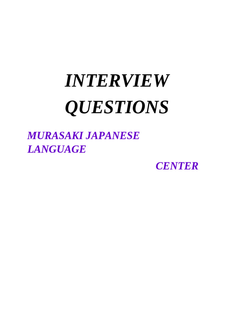 Japanese Interview Questions Guide | PDF | Japanese Language ...