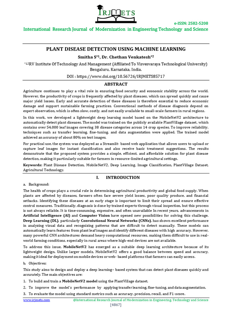 Plant Disease Detection with MobileNetV2 | PDF | Deep Learning ...