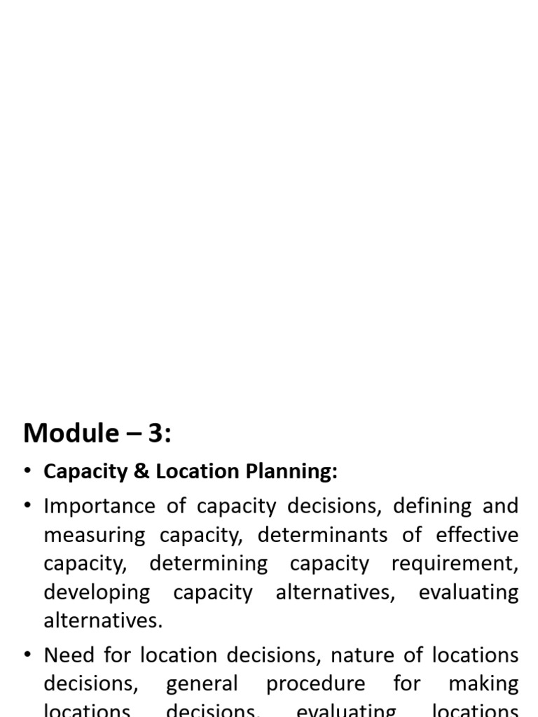 18ME56-OM - Module 3-Facility and Capacity Planning | PDF | Cost Of ...