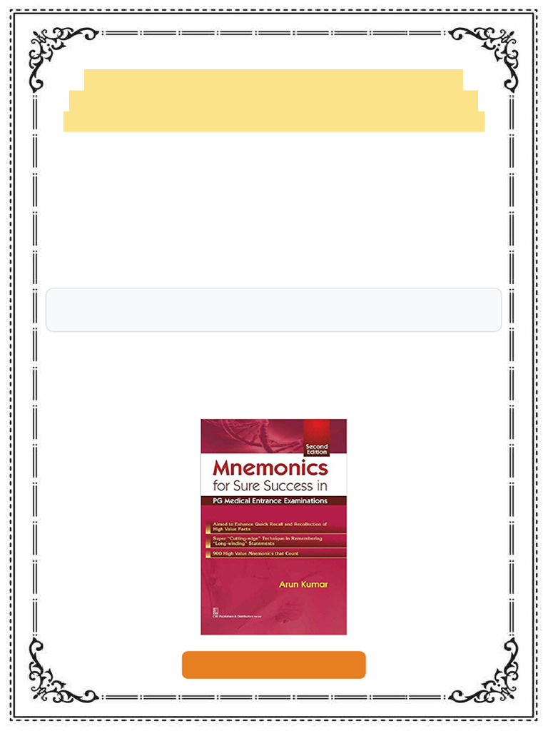 Mnemonics for Sure Success in PG Medical Entrance Examinations 2nd ...
