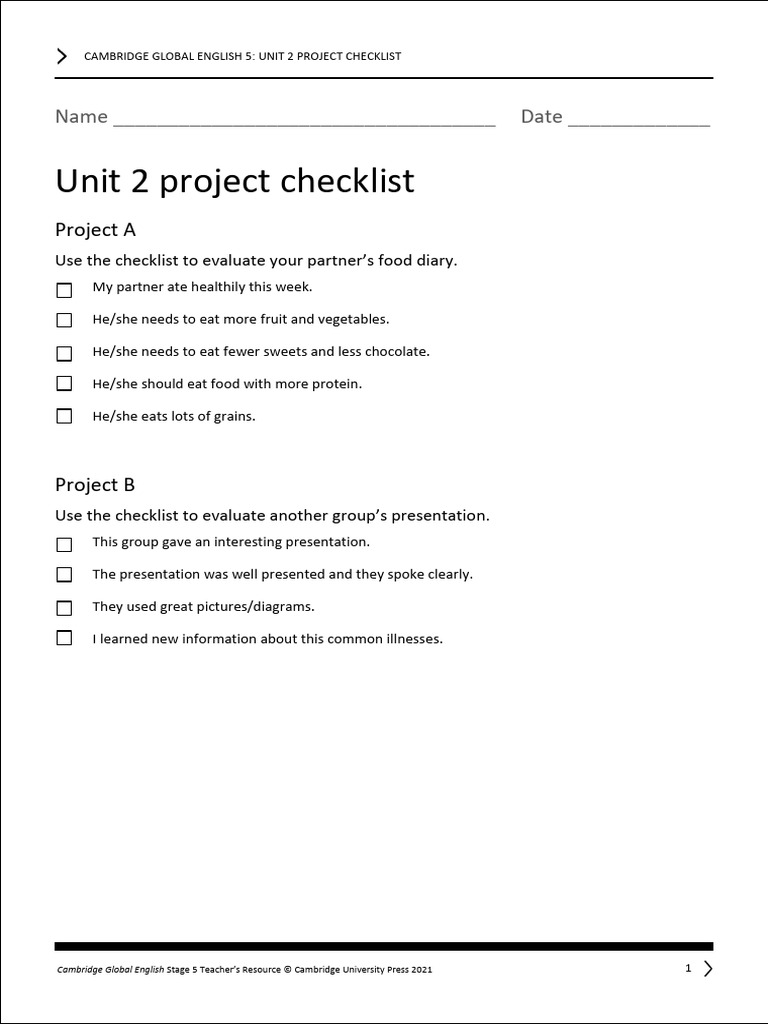 GE 5 Project Checklist Lesson 6 2 | PDF