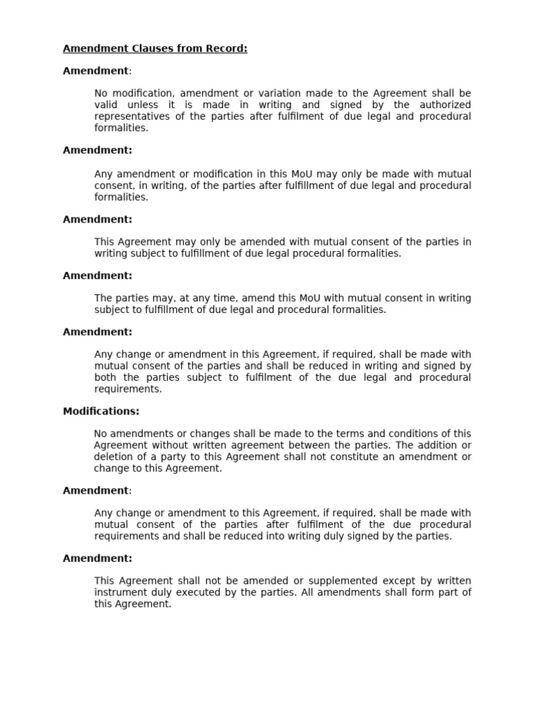 Guidelines for Agreement Amendments | PDF