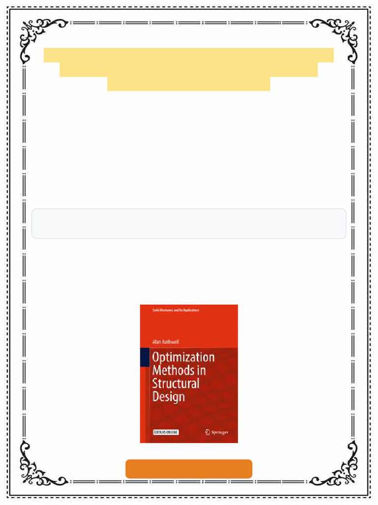 Optimization Methods in Structural Design 1st Edition Alan Rothwell ...