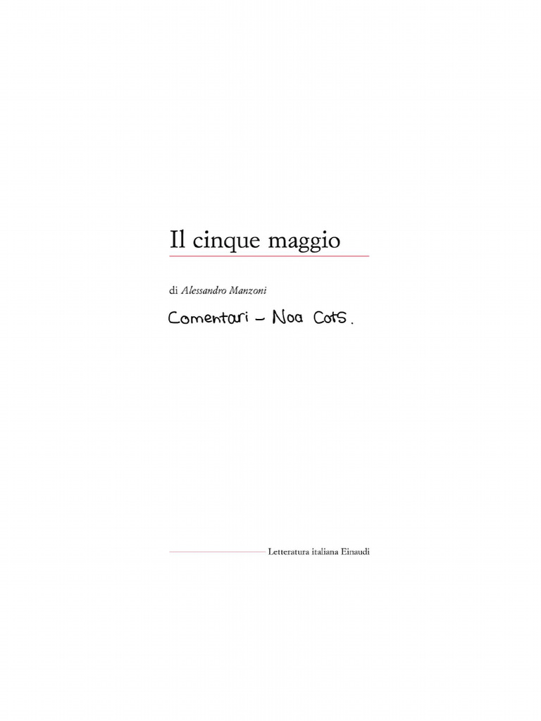 Il Cinque Maggio (Manzoni) 2 | PDF