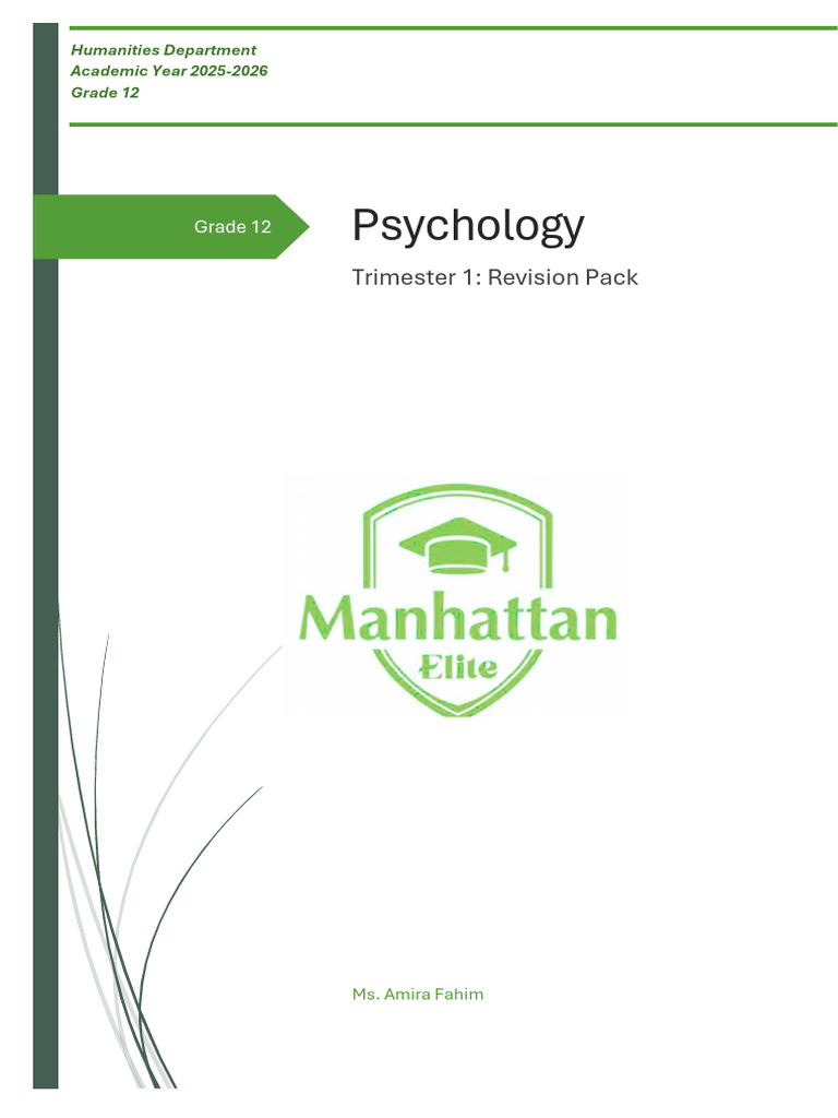 (SV) Psychology Revision Pack For Grade 12 Final | PDF | Personality ...