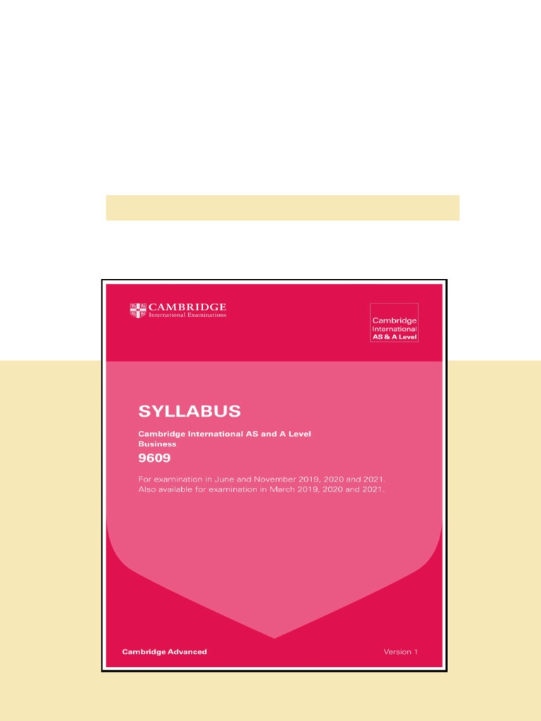 Cambridge International AS & A Level Business 9609 Syllabus Wei Zhi ...