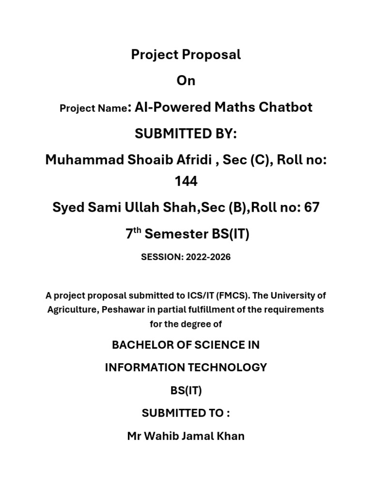 AI Mathematics Chatbot Project Proposal | PDF | Usability | Mathematics