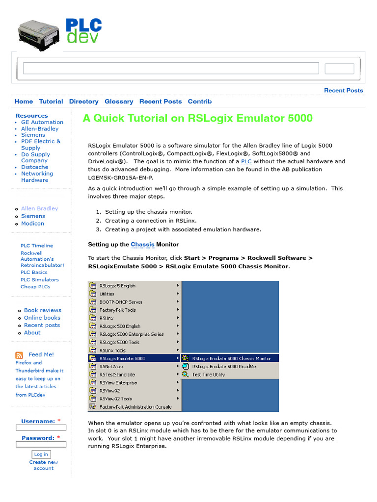 RSLogix Emulator 5000 Setup Guide | PDF | Programmable Logic Controller ...