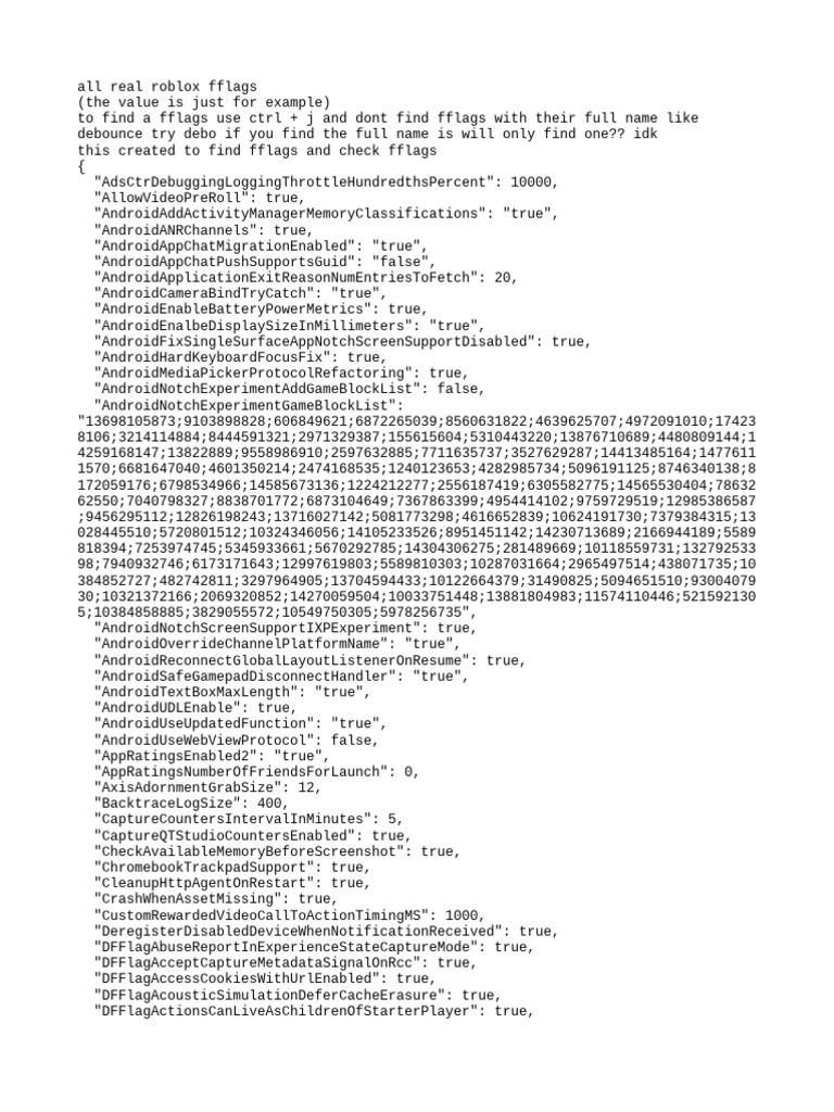 All Real Fflags On Roblox | PDF