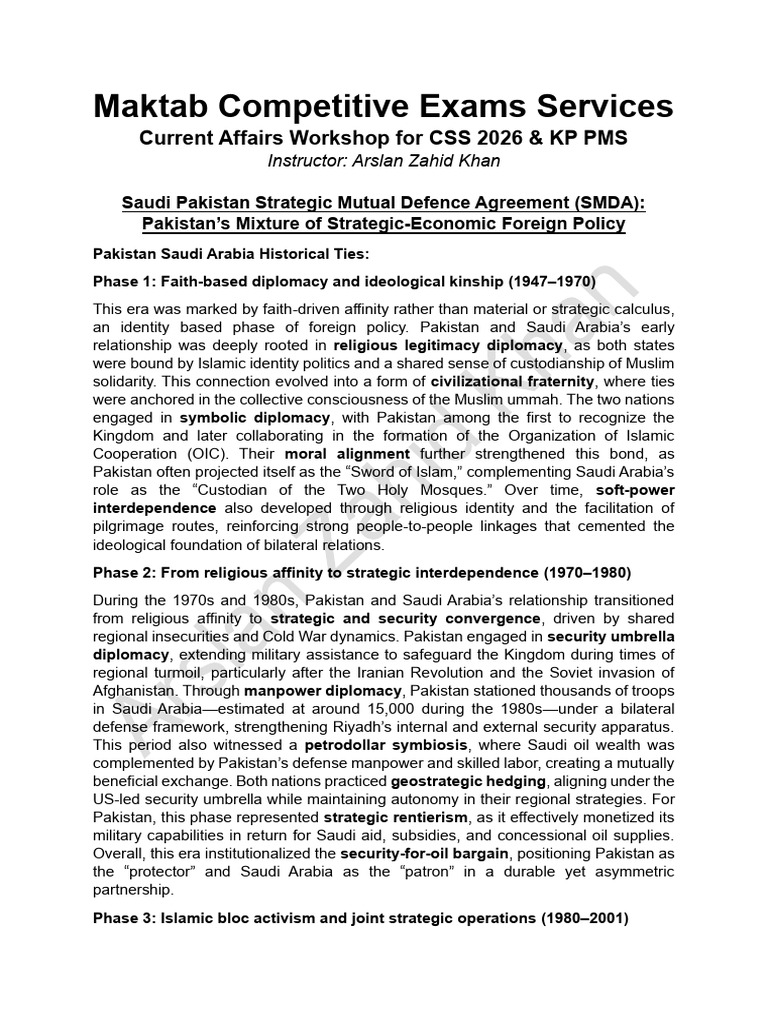 Strategic Mutual Defense Agreement | PDF | Pakistan | Saudi Arabia