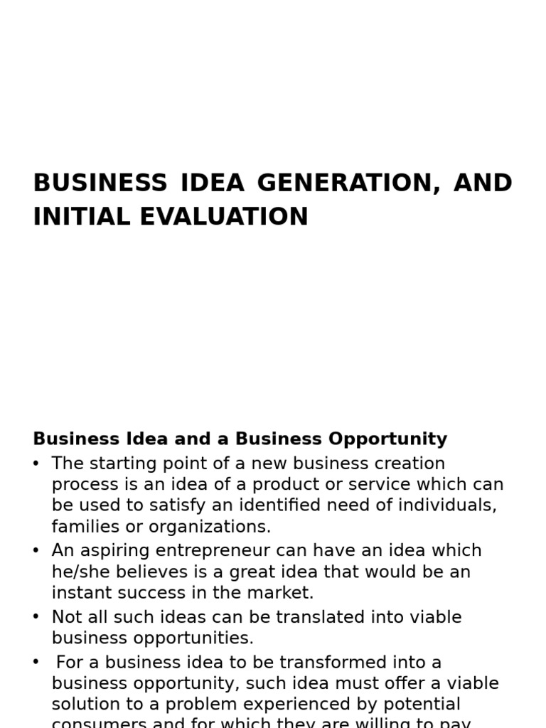 Business Idea Generation | PDF | Entrepreneurship | Marketing Research