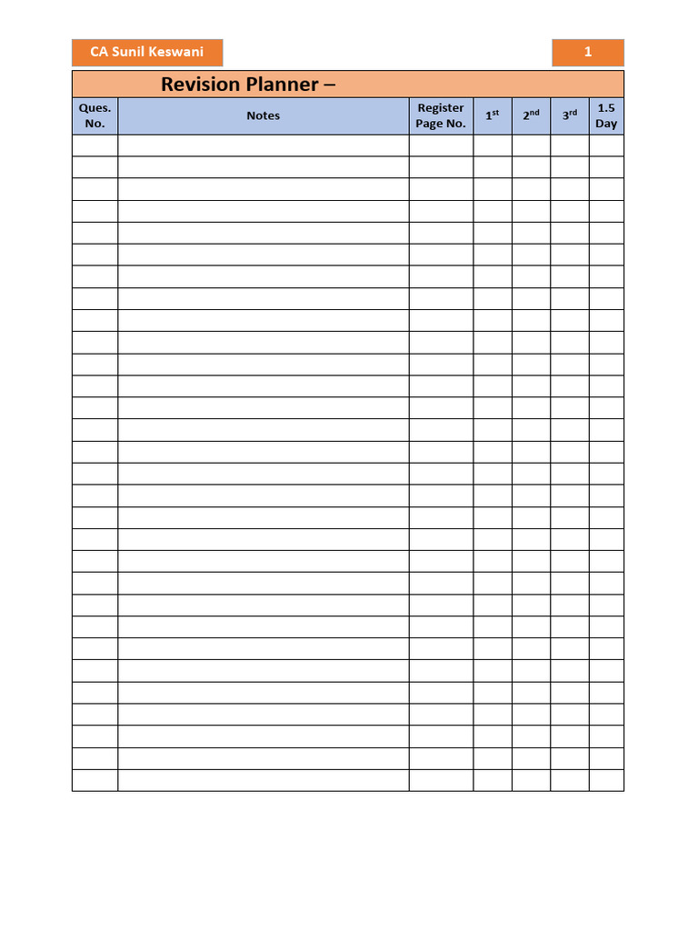Revision Planner 28 Pages Numbered (1) | PDF