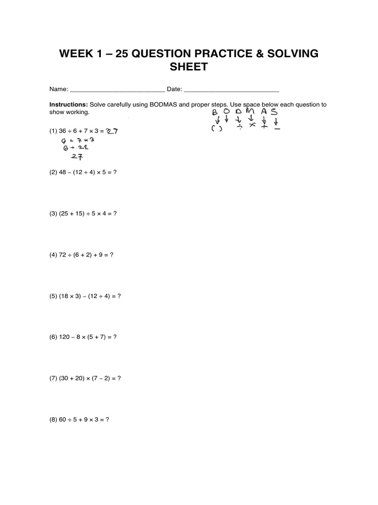 Week1 25Q PracticeSheet | PDF