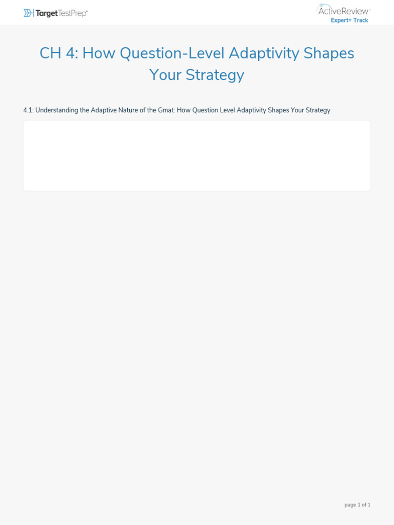 CH 4 How Question Level Adaptivity Shapes Your Strategy Expert+ Track | PDF