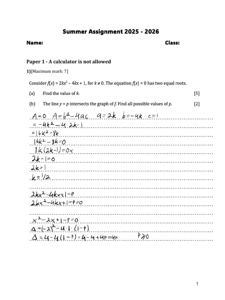Summer Assignment 2025-2026 | PDF