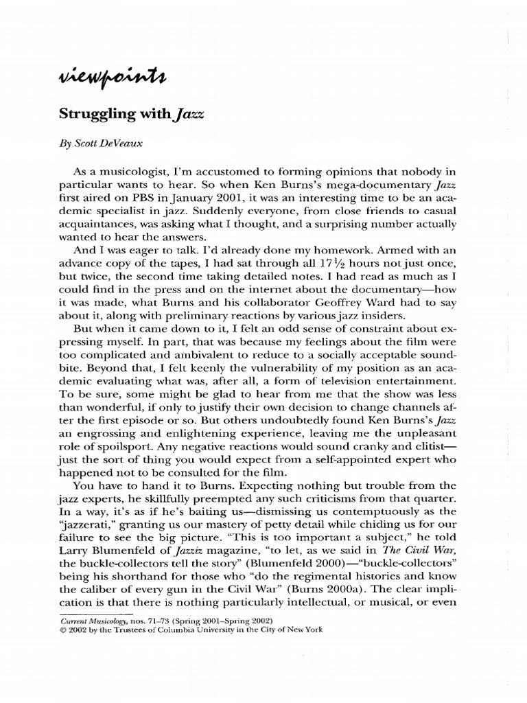 Evaluating Ken Burns's Jazz Documentary | PDF | Jazz