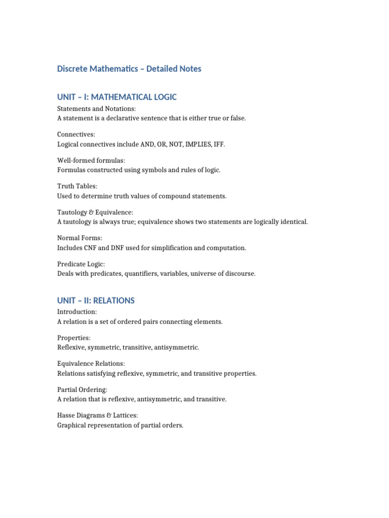 Discrete Mathematics Notes | PDF