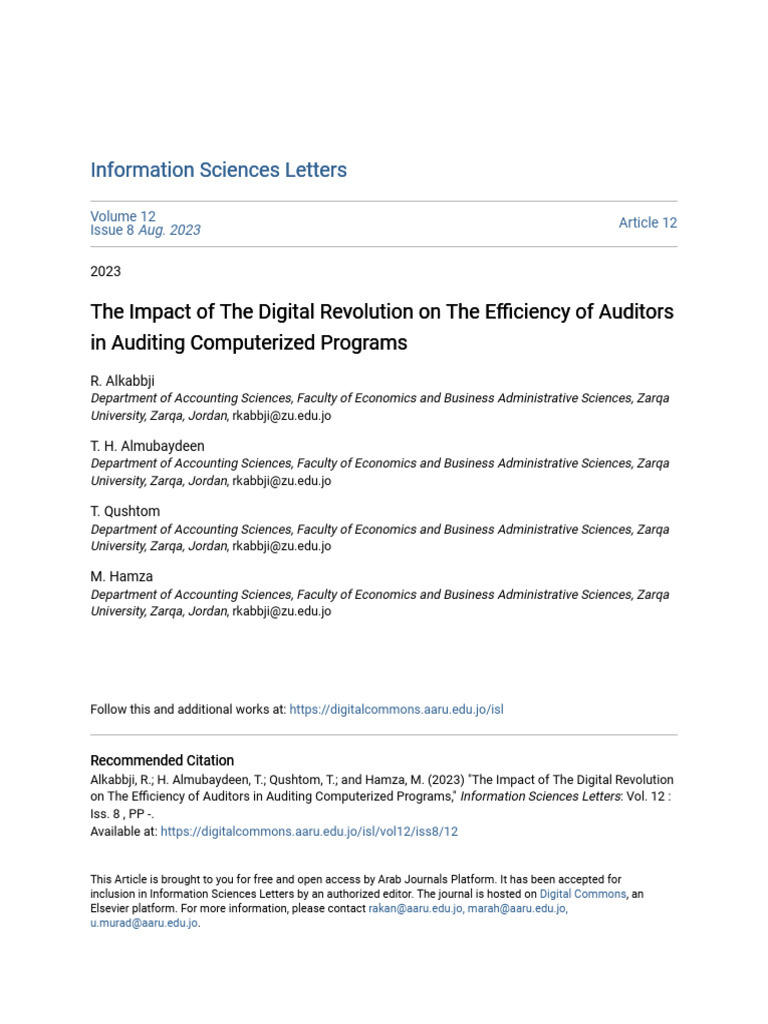 The Impact of the Digital Revolution on the Efficiency of Auditor | PDF ...