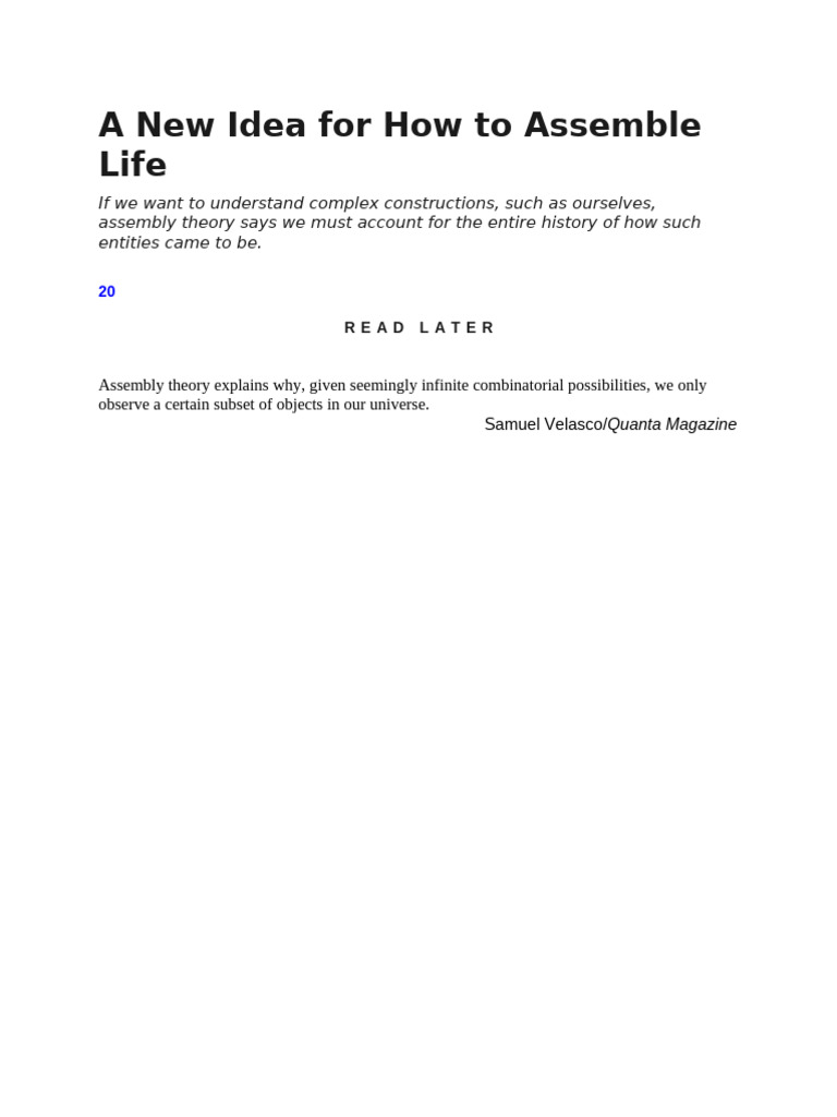 A New Idea For How To Assemble Life | PDF | Europa (Moon) | Abiogenesis