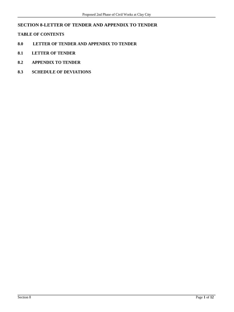 Clay City Civil Works Tender Document | PDF | Insurance | Telegraphy