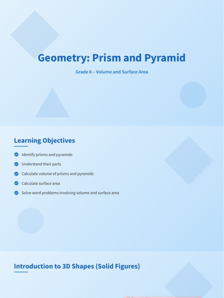 Volume & Surface Area of Prisms & Pyramids | PDF | Area | Volume